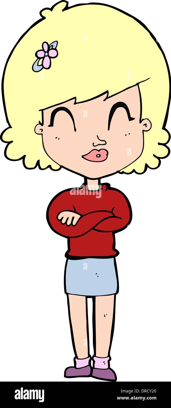 cartoon happy woman with folded arms Stock Vector Image & Art - Alamy