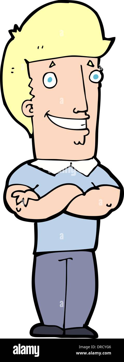 cartoon man with folded arms grinning Stock Vector Image & Art - Alamy