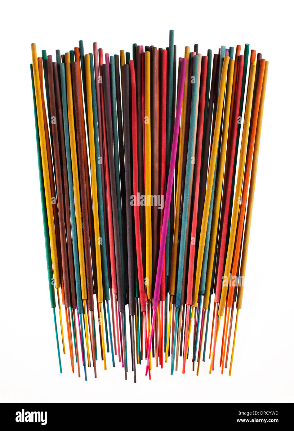 Colorful group of incense sticks on white background Stock Photo - Alamy