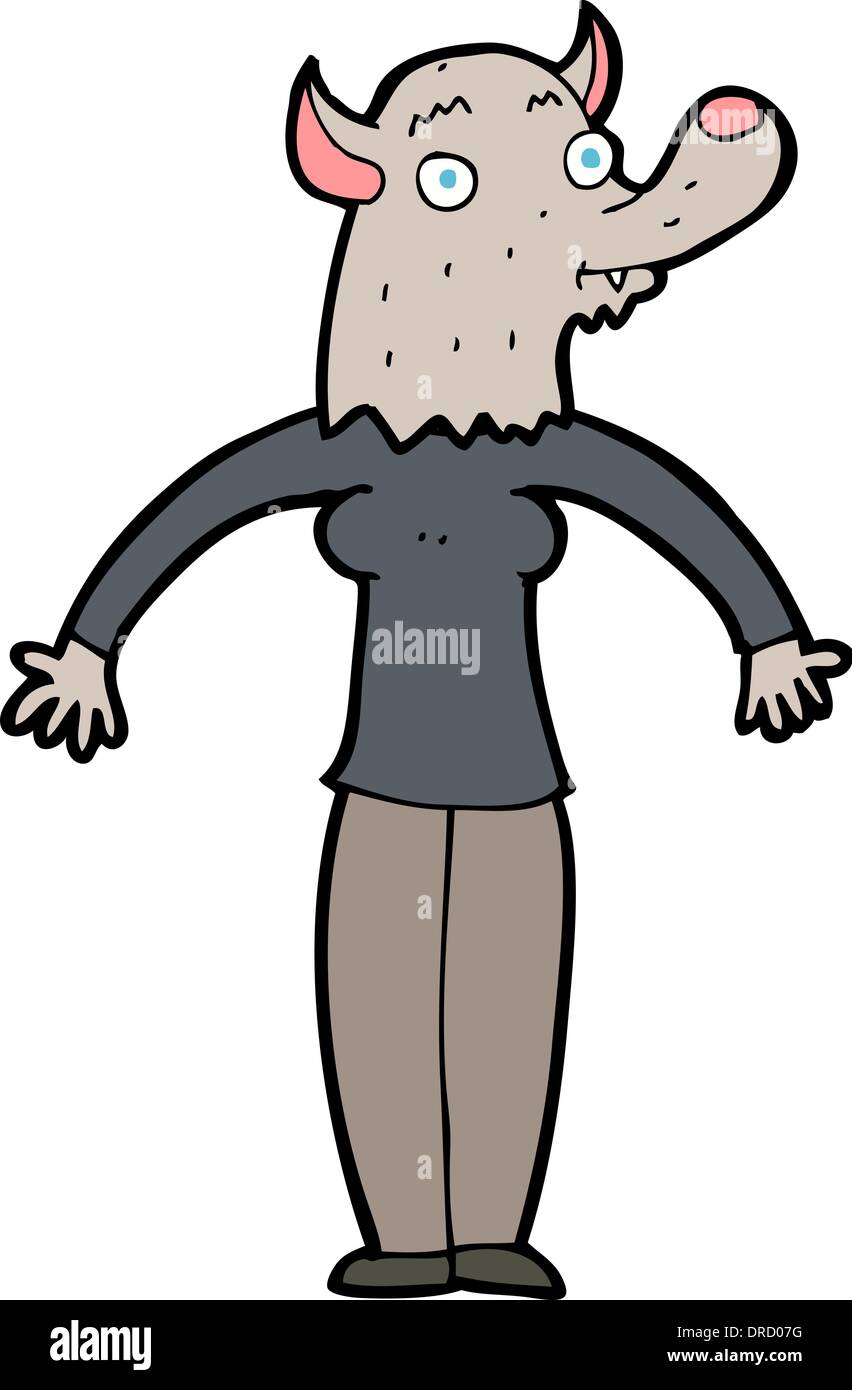cartoon friendly werewolf woman Stock Vector Image & Art - Alamy