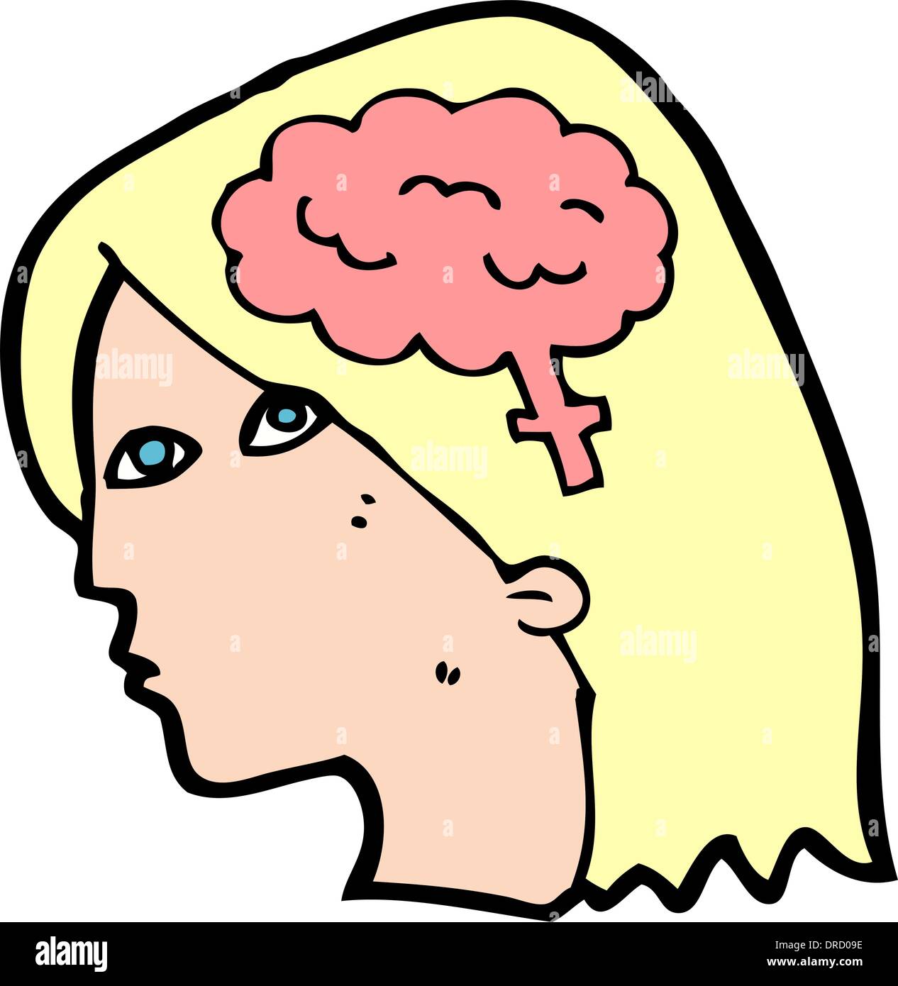 cartoon female head with brain symbol Stock Vector Image & Art - Alamy