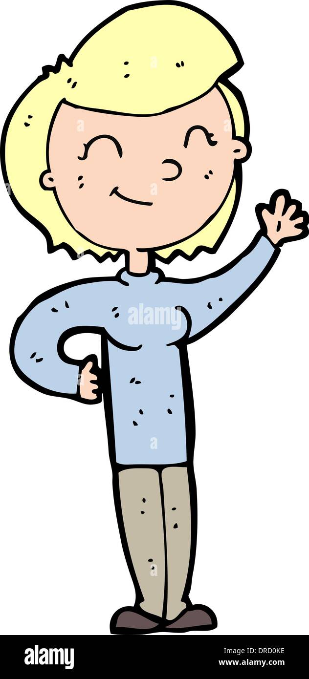 cartoon friendly waving woman Stock Vector Image & Art - Alamy