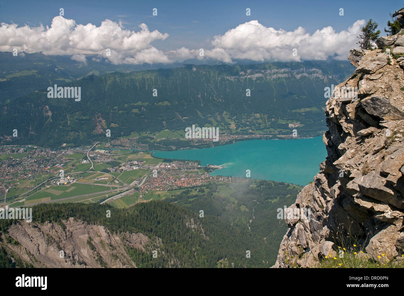 Interlaken and Lake Brienz viewed from the Schynige Platte Stock Photo ...