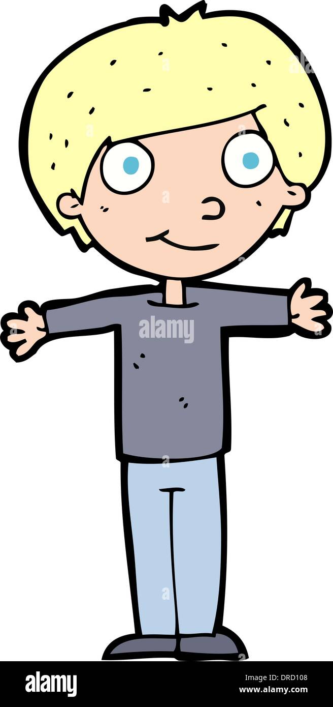 Cartoon happy boy open arms hi-res stock photography and images - Alamy