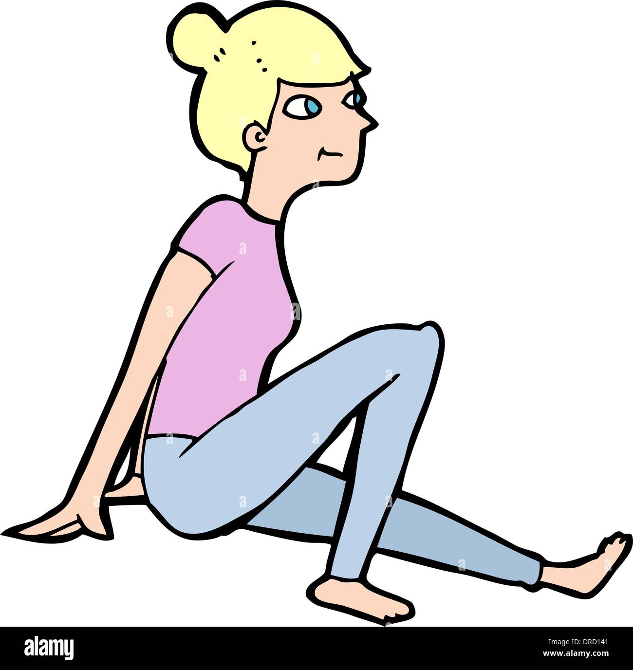 cartoon woman sitting Stock Vector Image & Art - Alamy