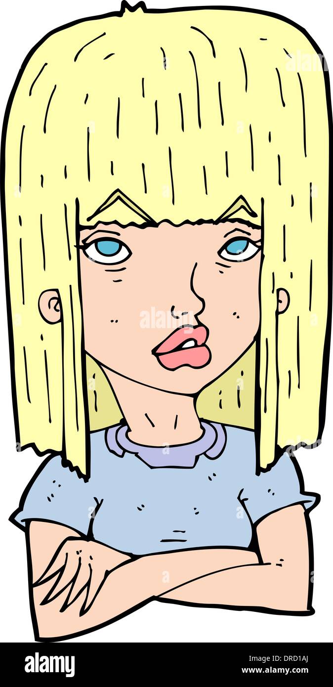 cartoon girl with folded arms Stock Vector Image & Art - Alamy