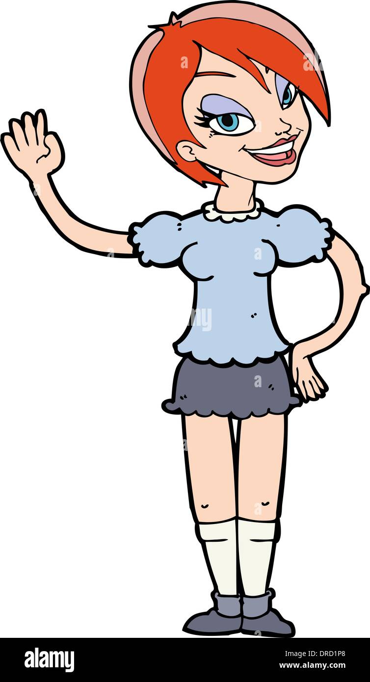 cartoon waving woman Stock Vector Image & Art - Alamy