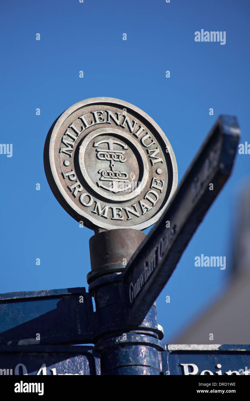 Millennium Promenade sign at Portsmouth in January Stock Photo - Alamy