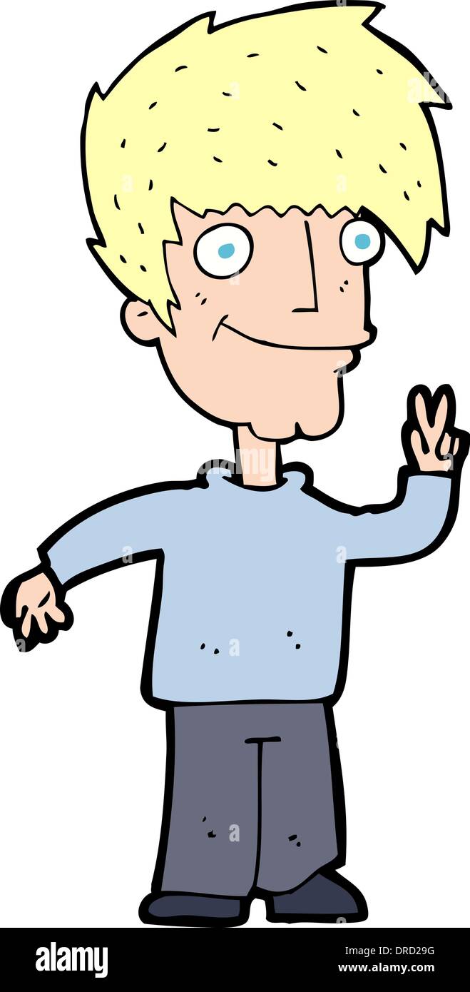 cartoon man giving peace sign Stock Vector Image & Art - Alamy
