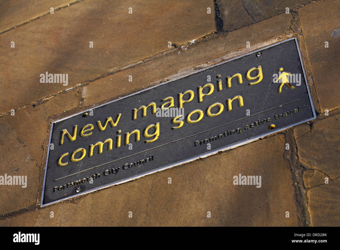 new mapping coming soon sign in paving slabs at Portsmouth Historic ...