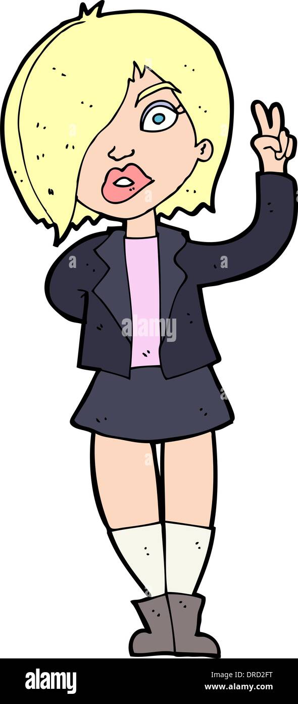 cartoon cool girl giving peace sign Stock Vector Image & Art - Alamy