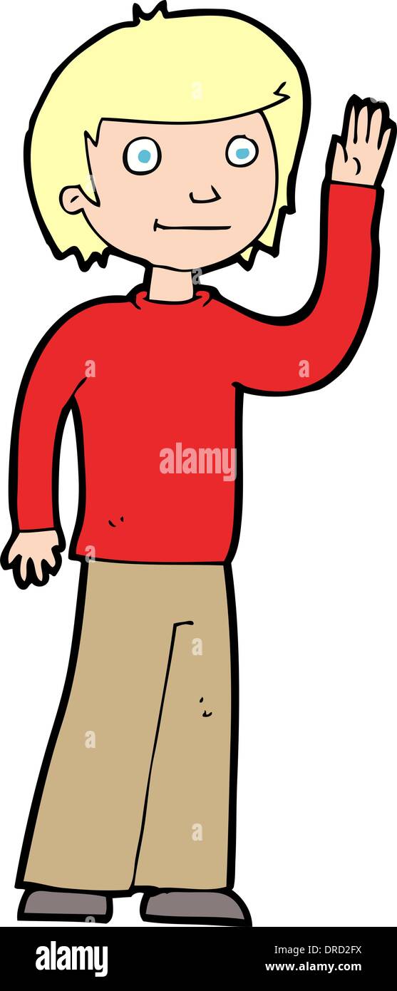 cartoon friendly boy waving Stock Vector Image & Art - Alamy