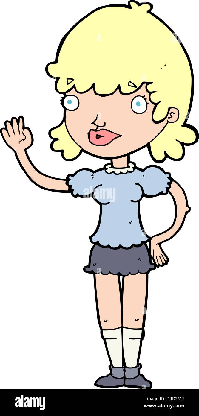 cartoon waving woman Stock Vector Image & Art - Alamy