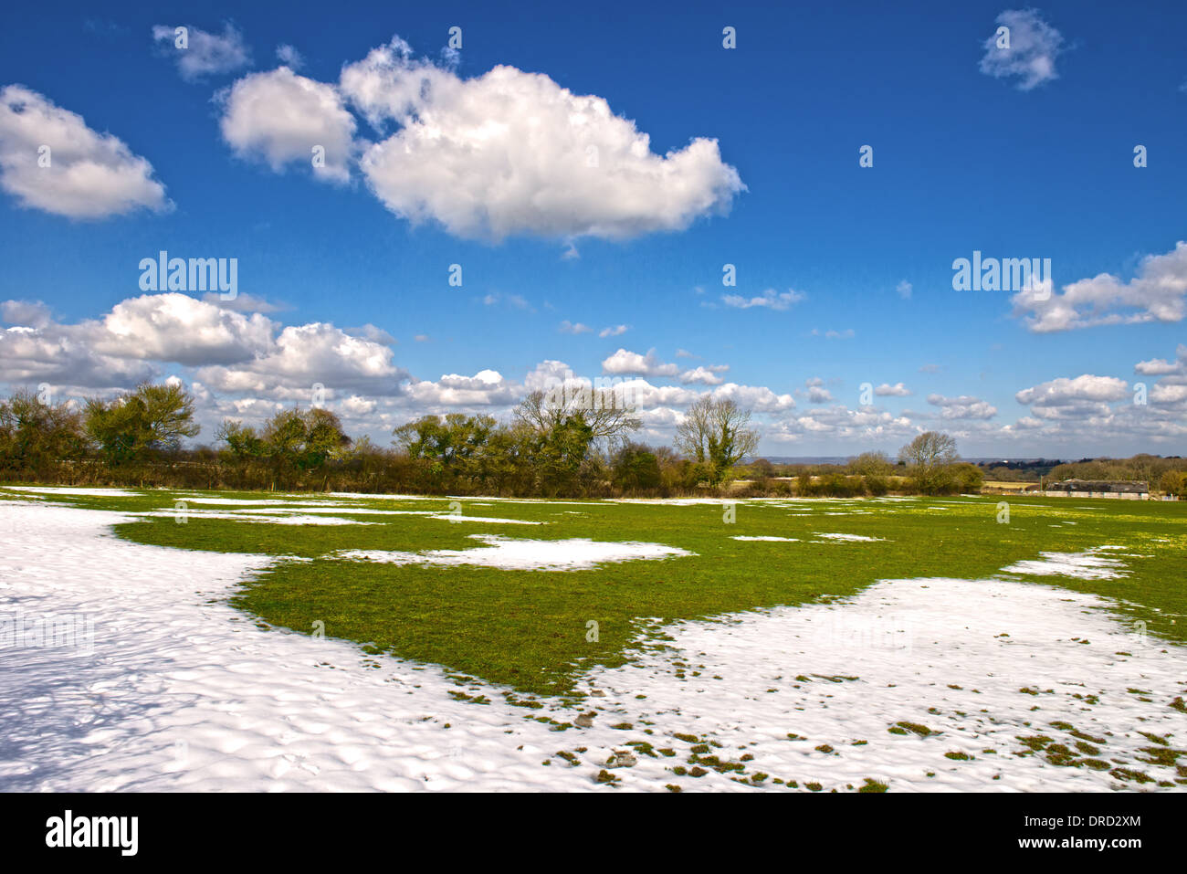 A Landscape View Of British Countryside On A Snowy Winters Day, South ...
