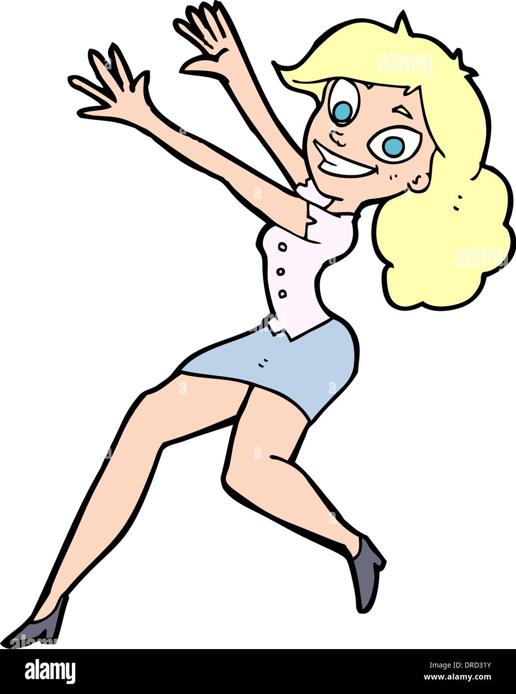 cartoon happy woman jumping Stock Vector Image & Art - Alamy