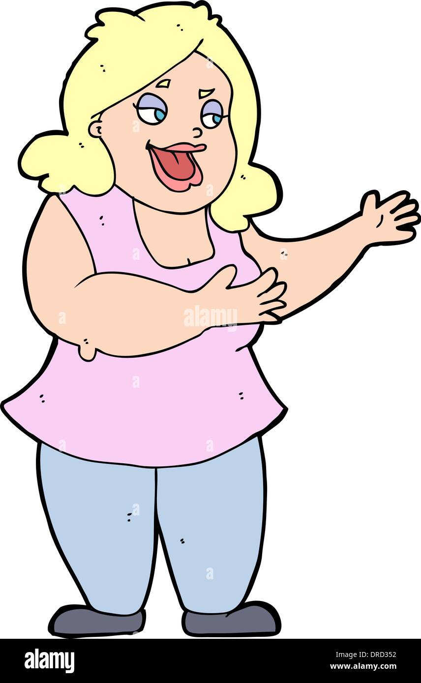 cartoon happy fat woman Stock Vector Image & Art - Alamy