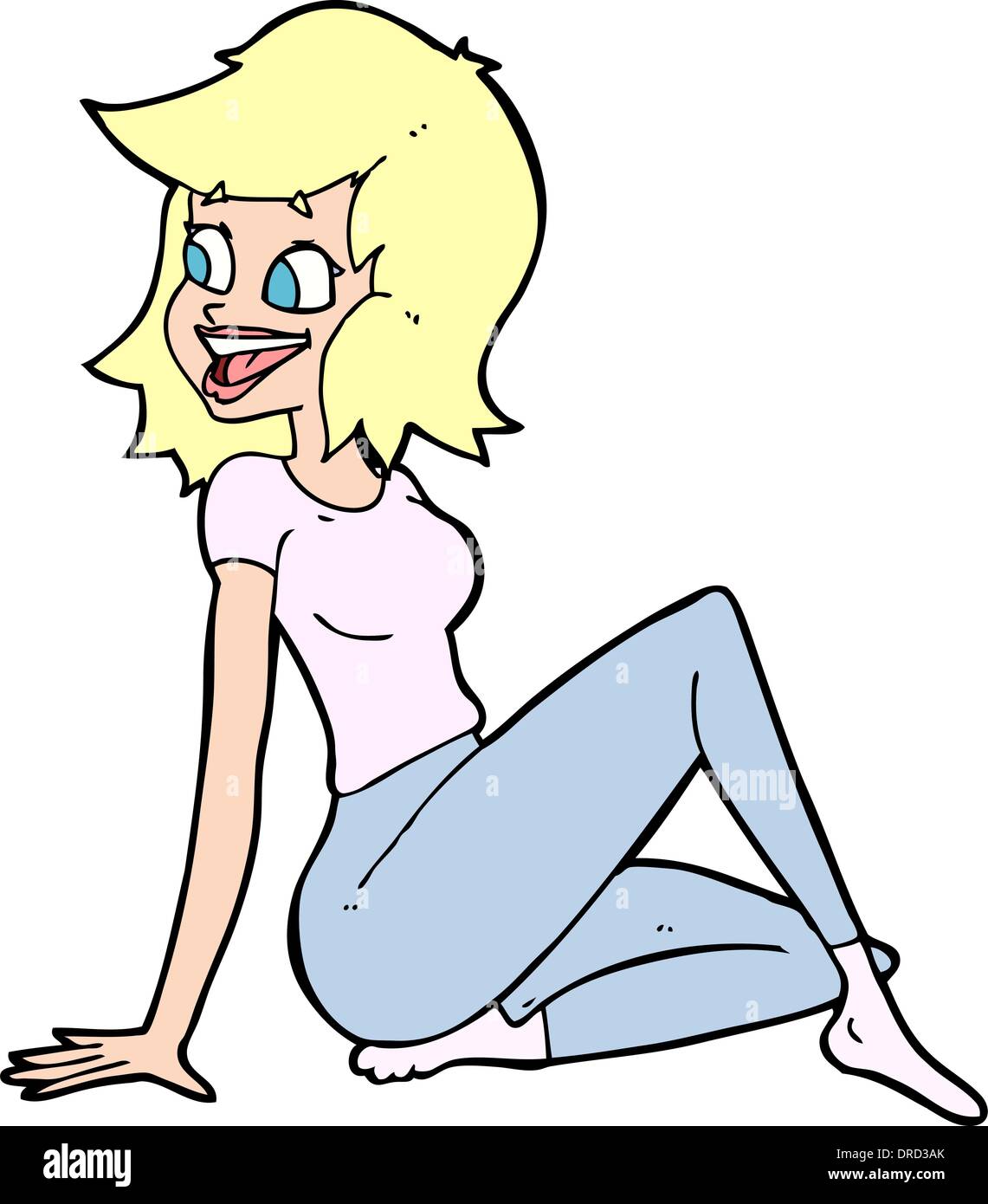 cartoon pretty woman looking happy Stock Vector Image & Art - Alamy