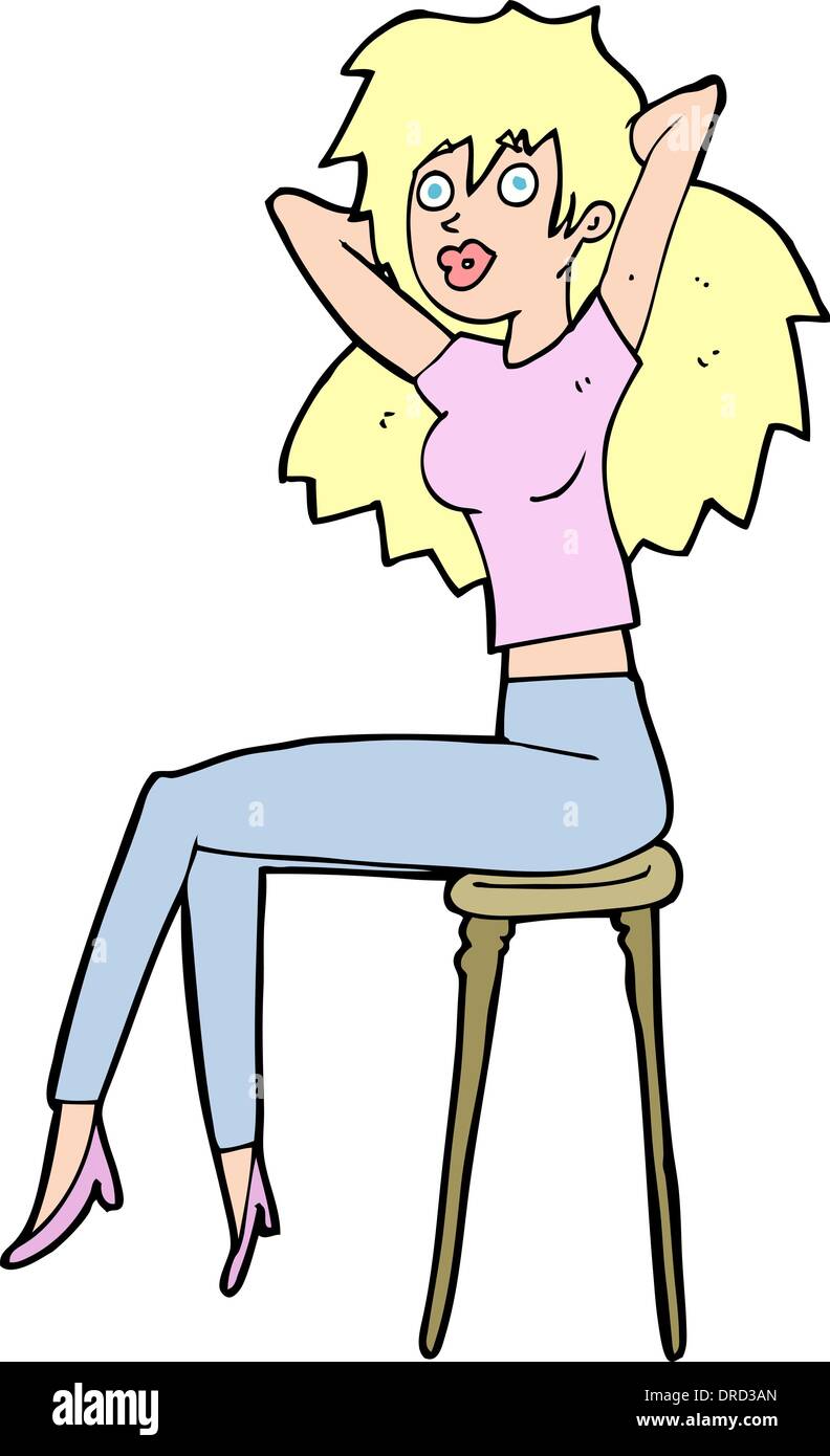 cartoon woman posing on stool Stock Vector Image & Art - Alamy