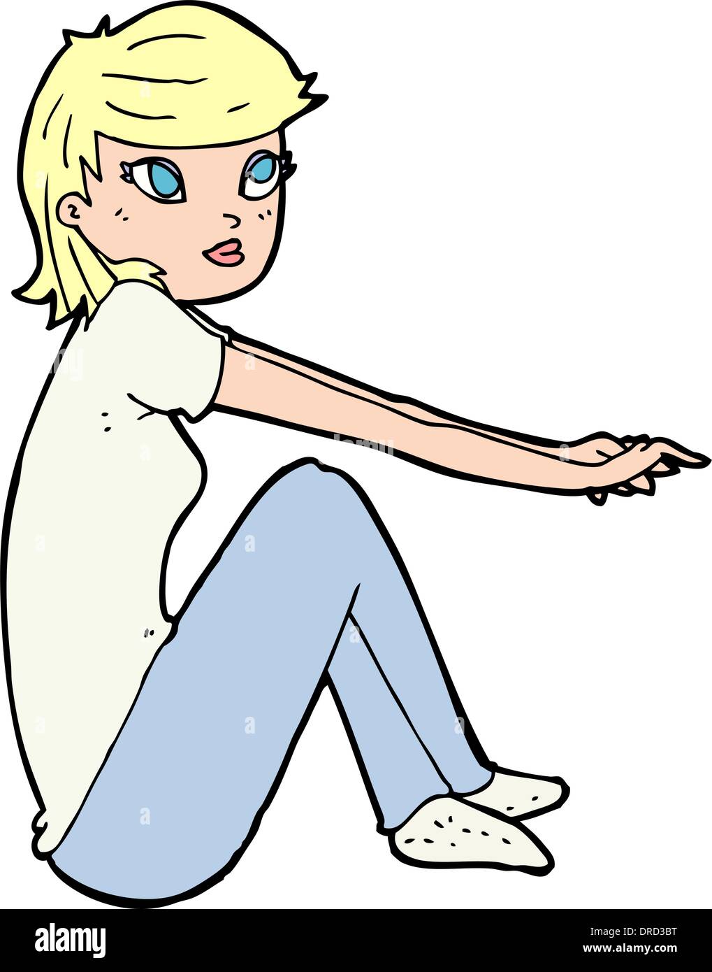 cartoon pretty girl sitting Stock Vector Image & Art - Alamy