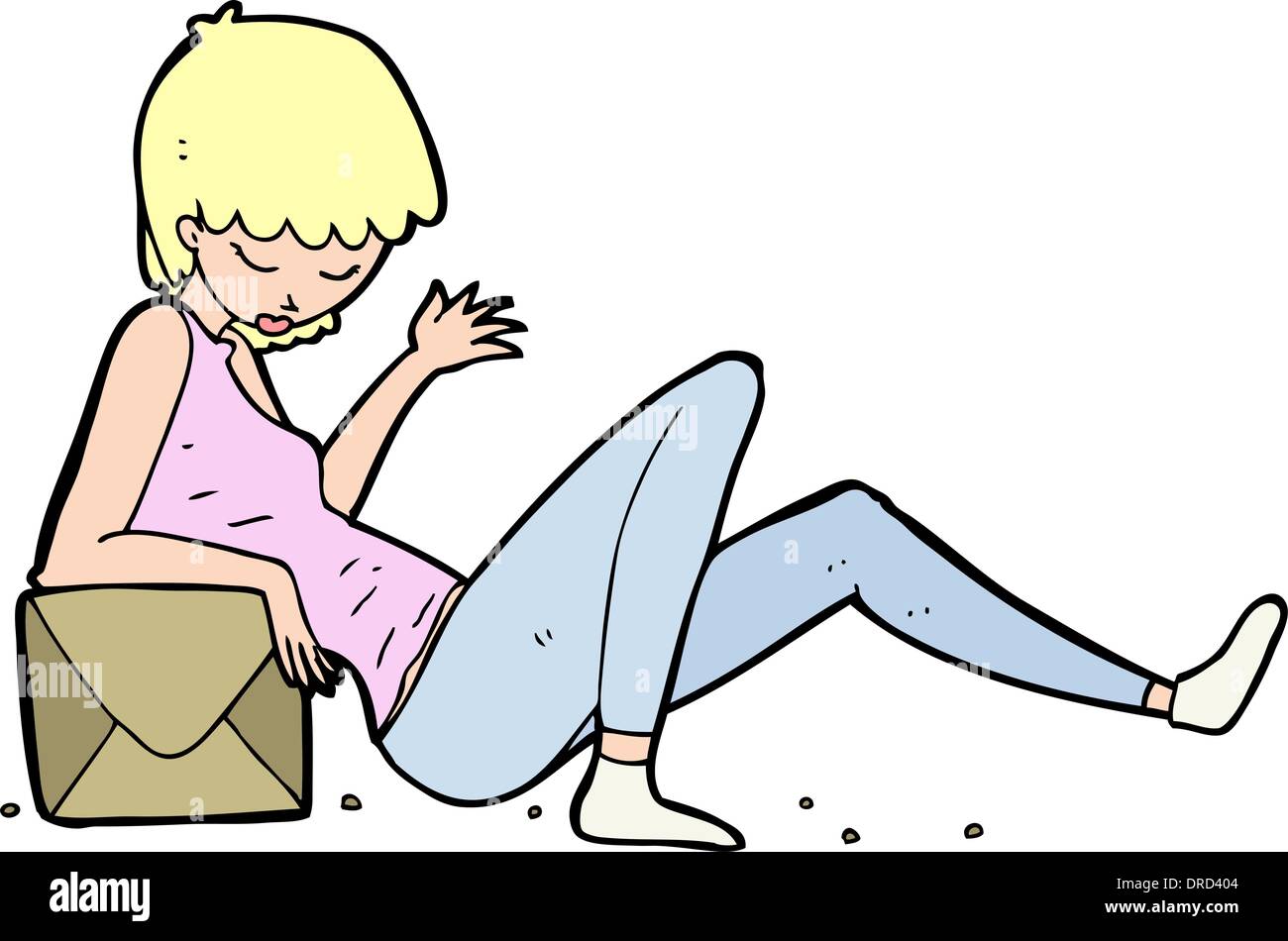 Cartoon illustration woman leaning on Stock Vector Images - Alamy