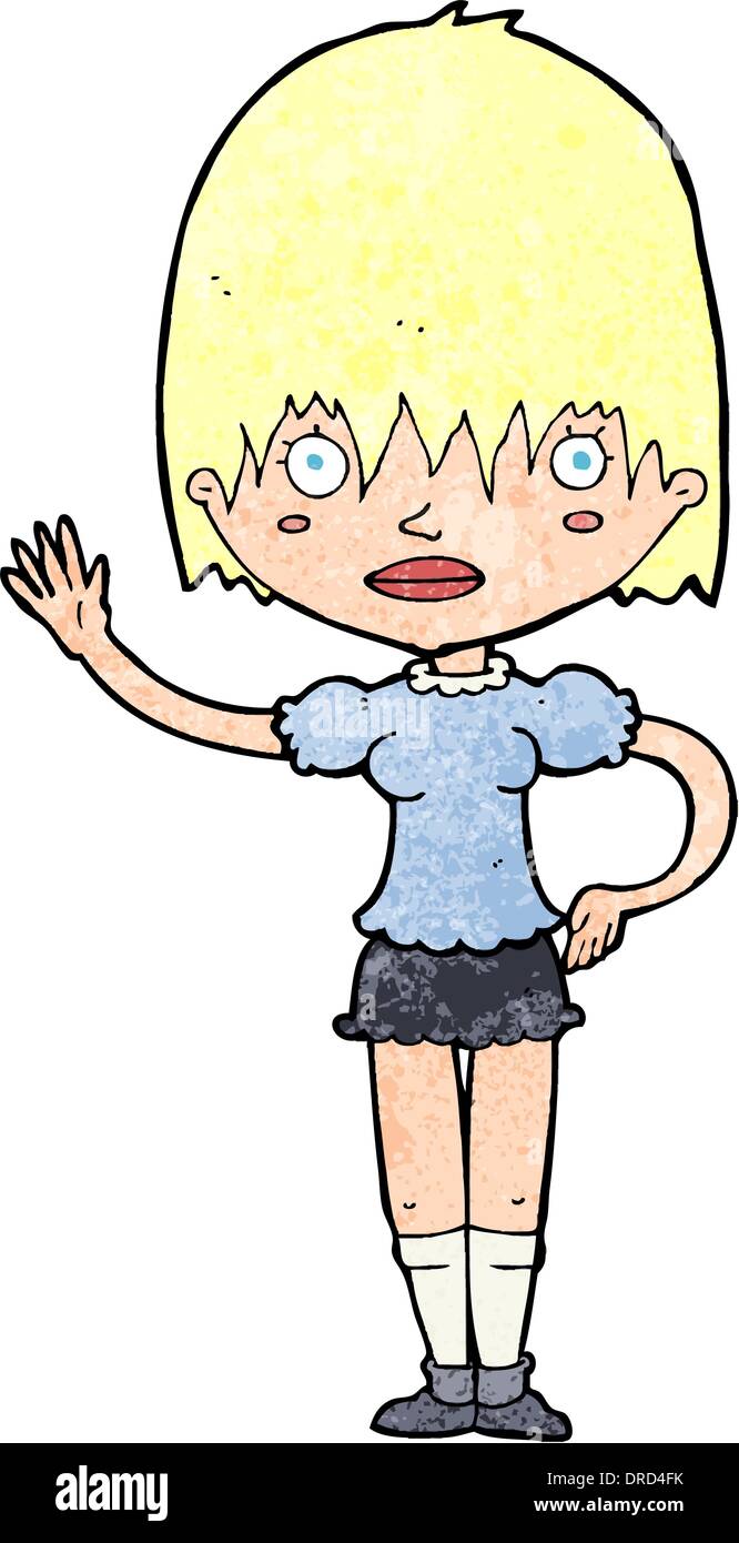 cartoon waving woman Stock Vector Image & Art - Alamy