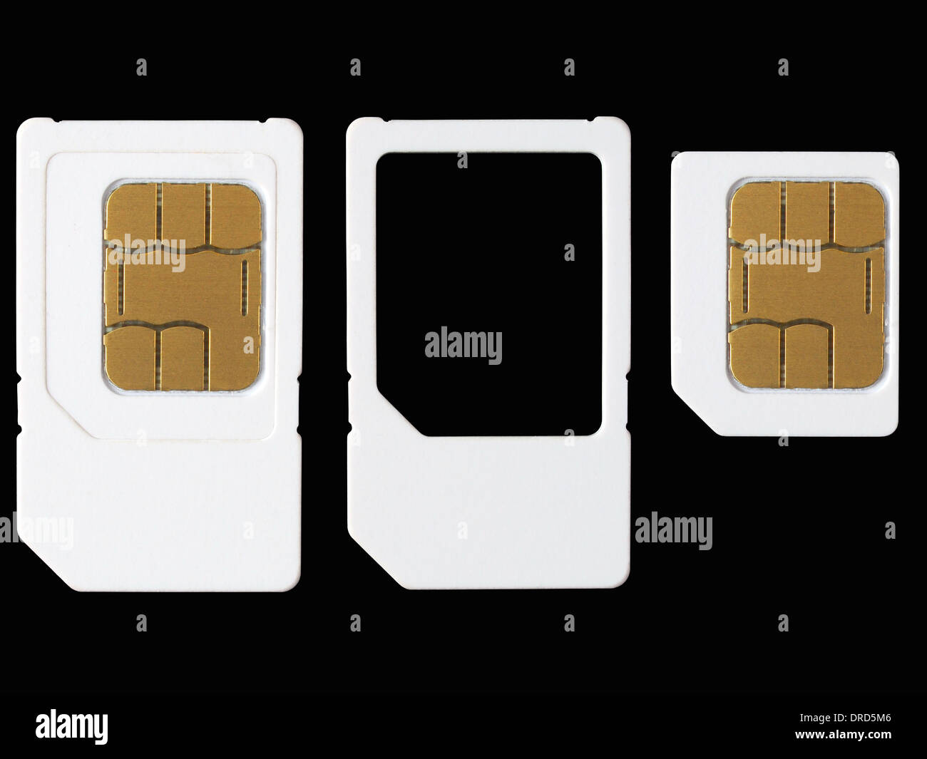 Blank SIM cards isolated on black background Stock Photo - Alamy