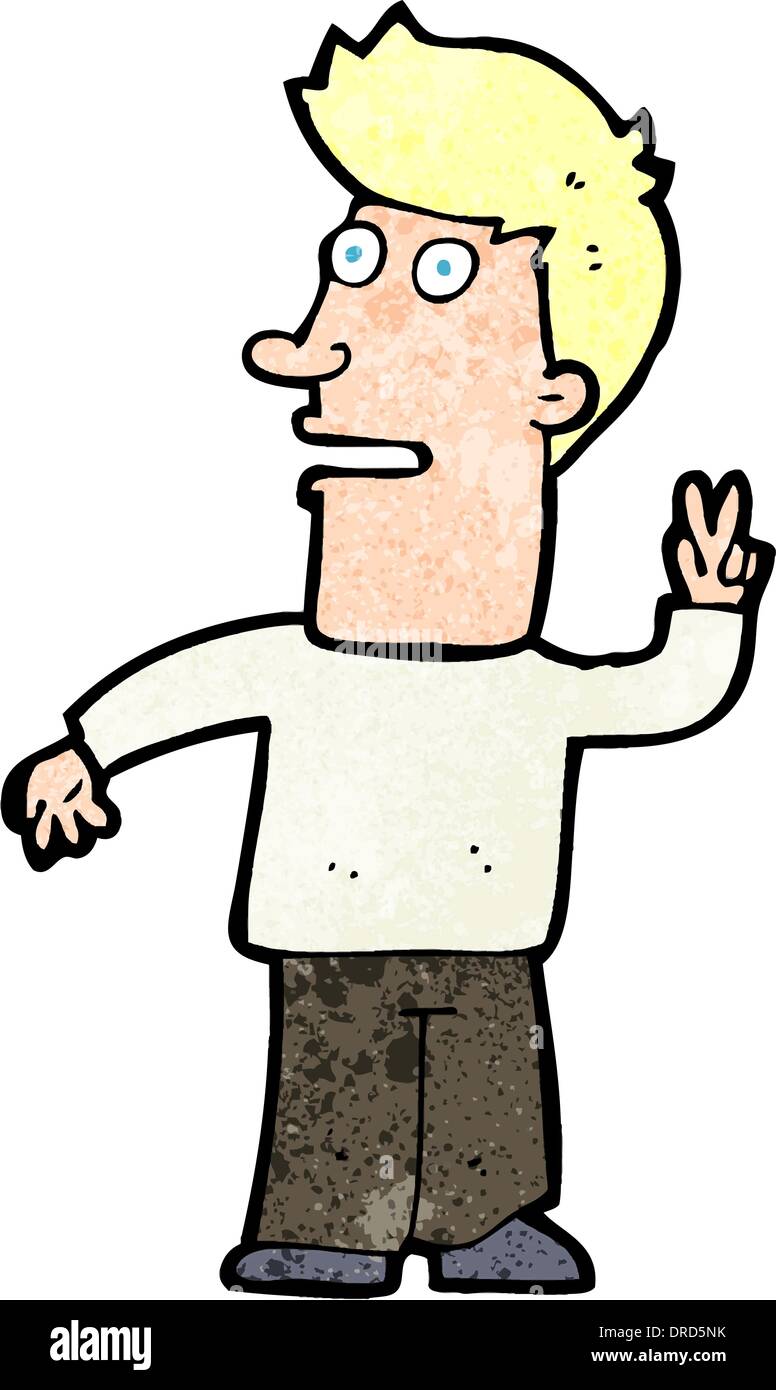 Cartoon man making peace sign hi-res stock photography and images - Alamy