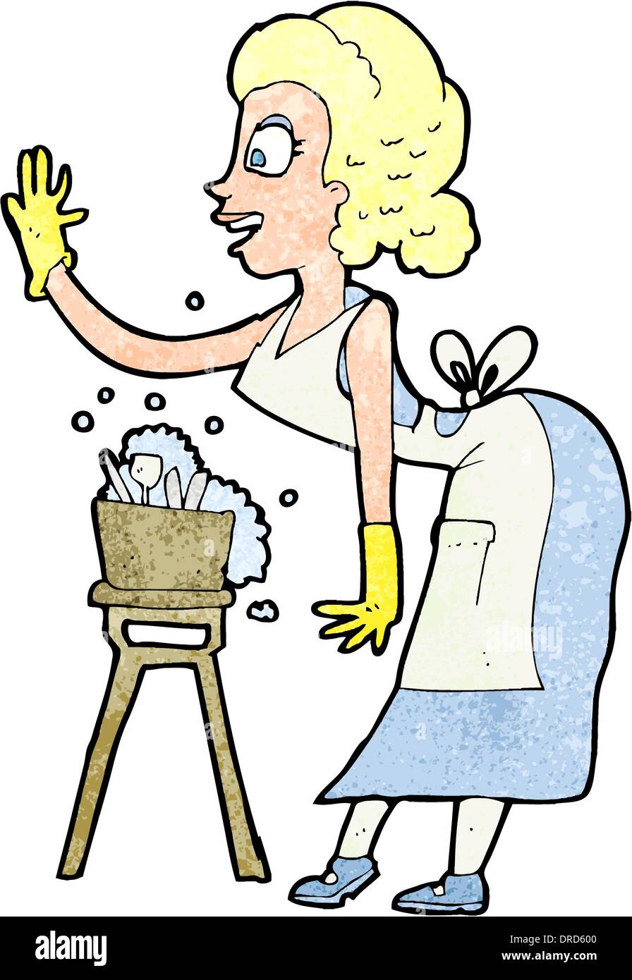 cartoon housewife washing up Stock Vector Image & Art - Alamy