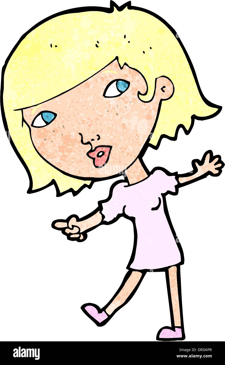 cartoon happy girl gesturing to follow Stock Vector Image & Art - Alamy