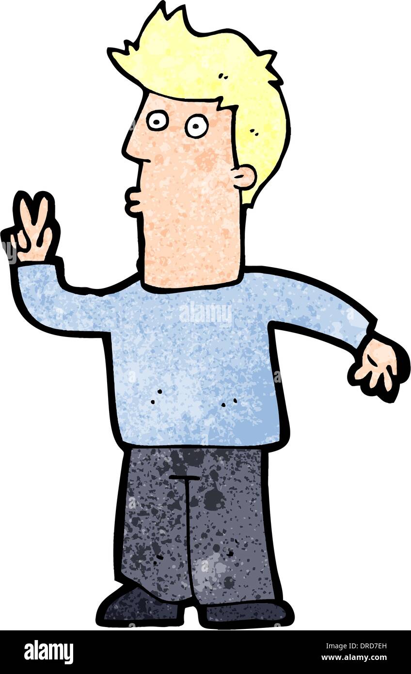 cartoon man giving peace sign Stock Vector Image & Art - Alamy