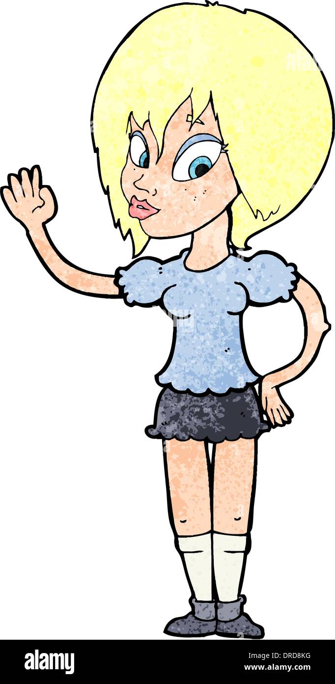 cartoon pretty woman waving Stock Vector Image & Art - Alamy