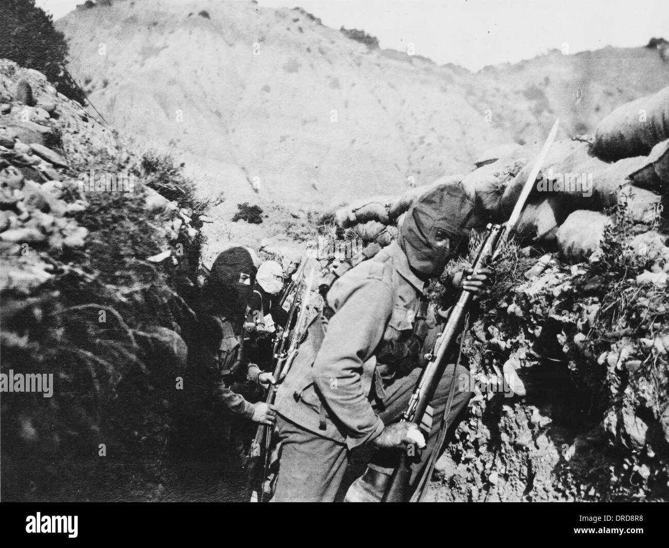 Gas alarm at Gallipoli WWI Stock Photo - Alamy
