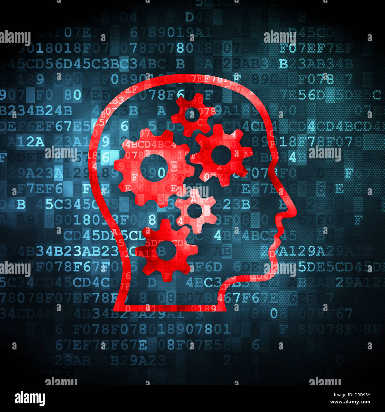 Education concept: Head With Gears on digital background Stock Photo ...