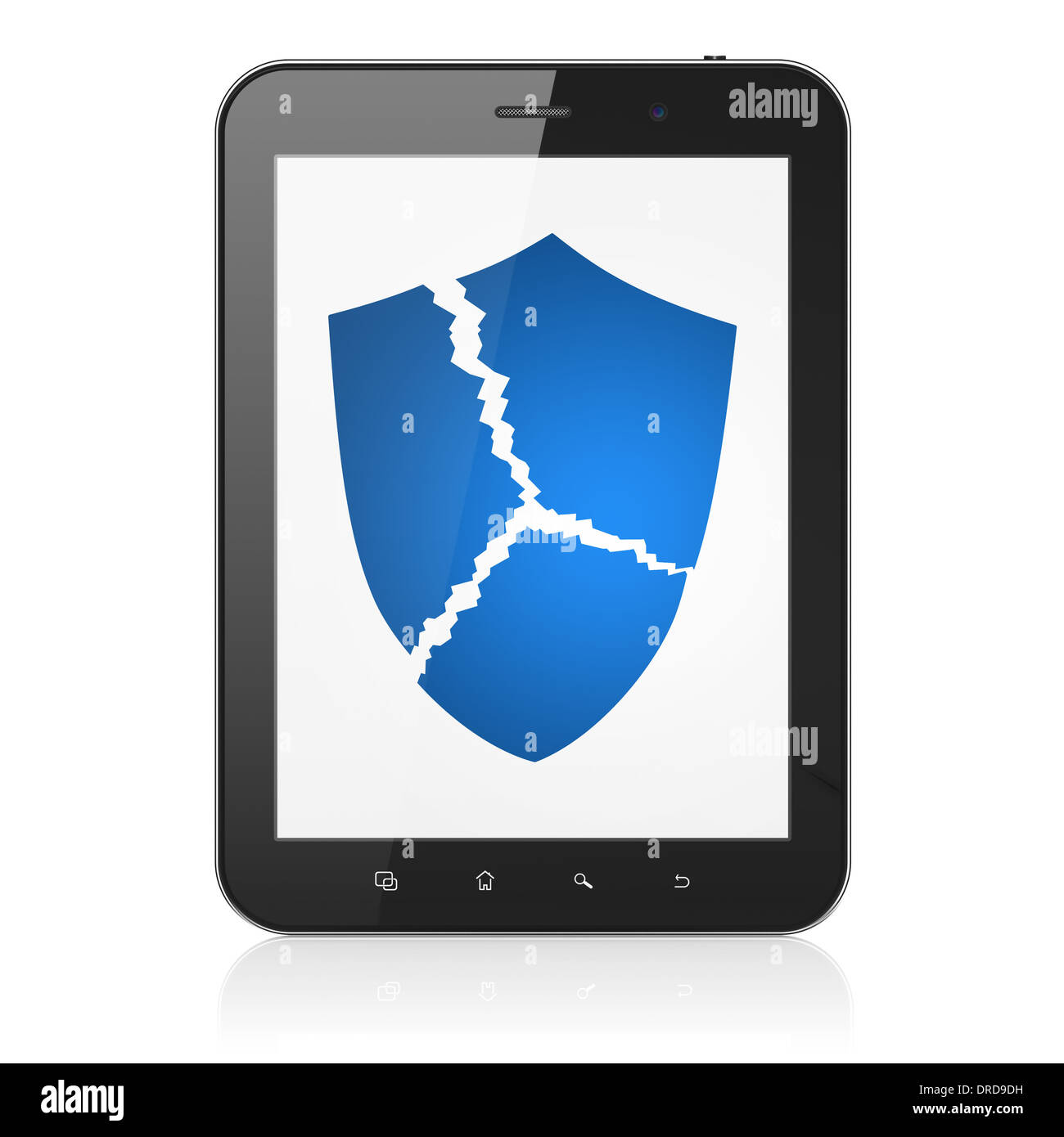 Security concept: Broken Shield on tablet pc computer Stock Photo - Alamy