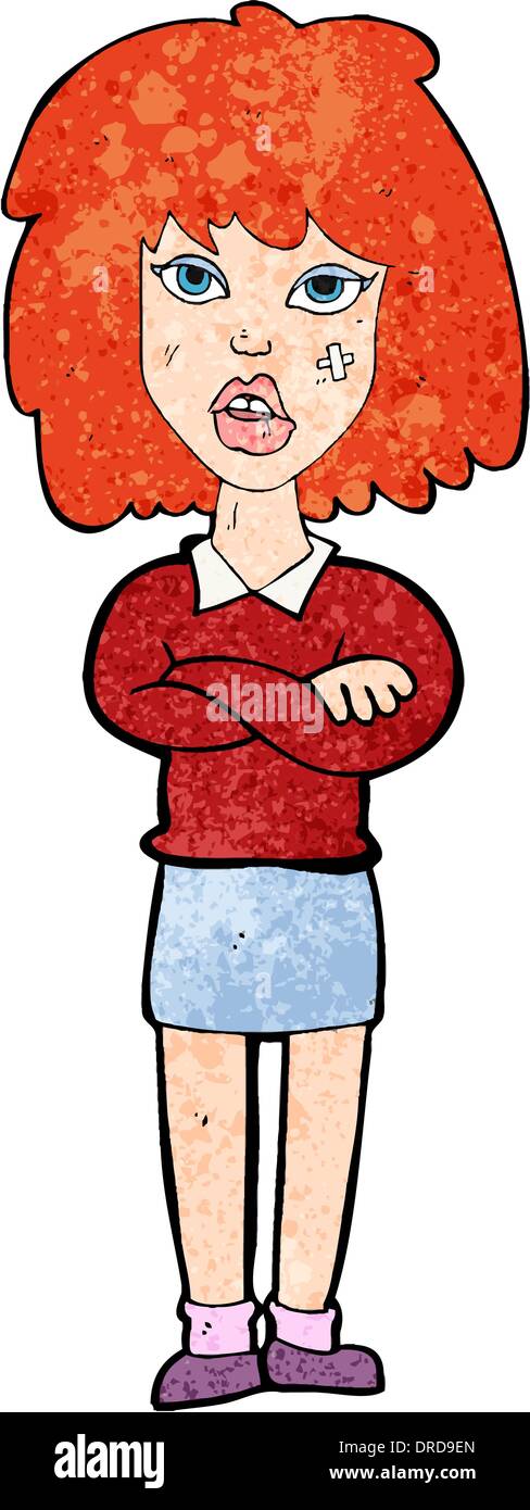 cartoon tough woman with folded arms Stock Vector Image & Art - Alamy