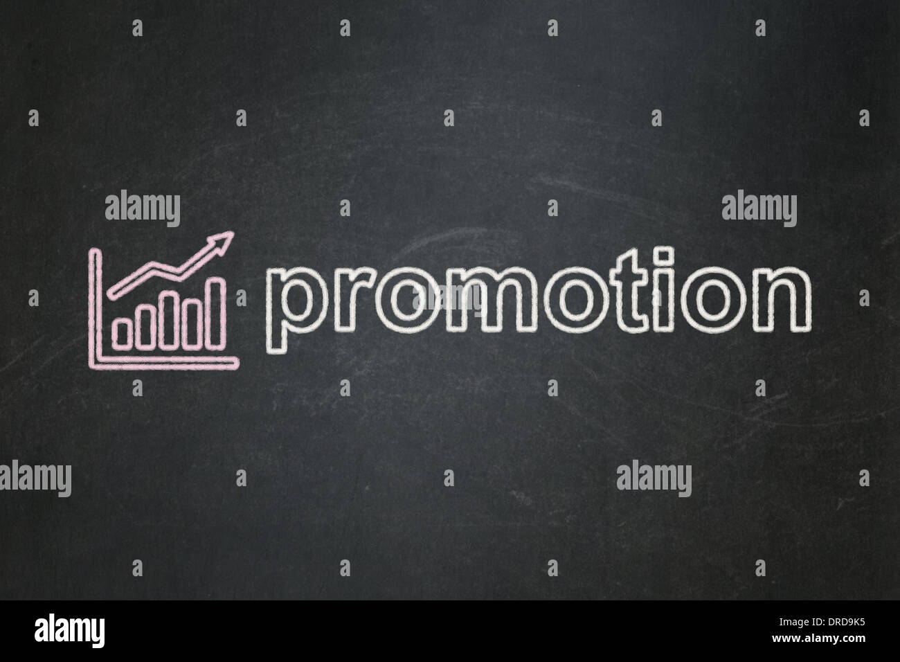 Advertising concept: Growth Graph and Promotion on chalkboard ...