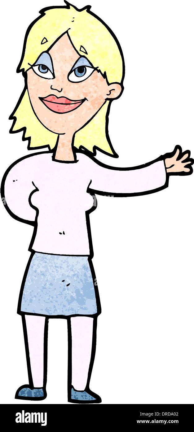 cartoon woman gesture to show something Stock Vector Image & Art - Alamy