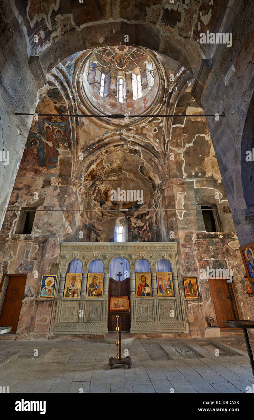 interior shot with wall paintings in orthodox Pitareti Monastery ...