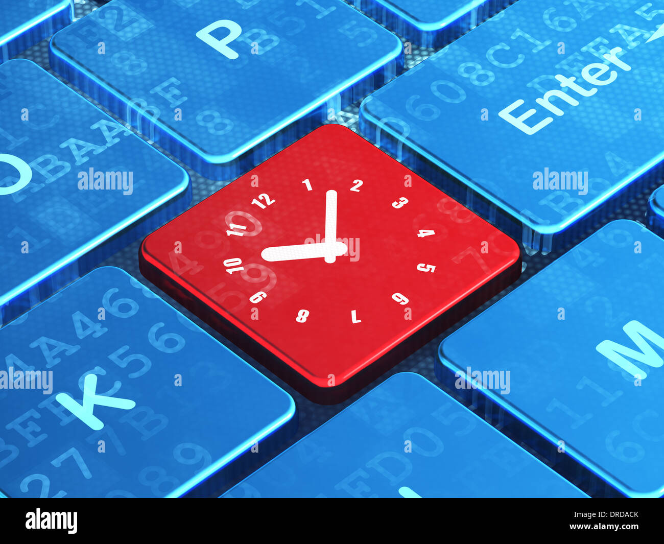 Timeline concept: Clock on computer keyboard background Stock Photo - Alamy