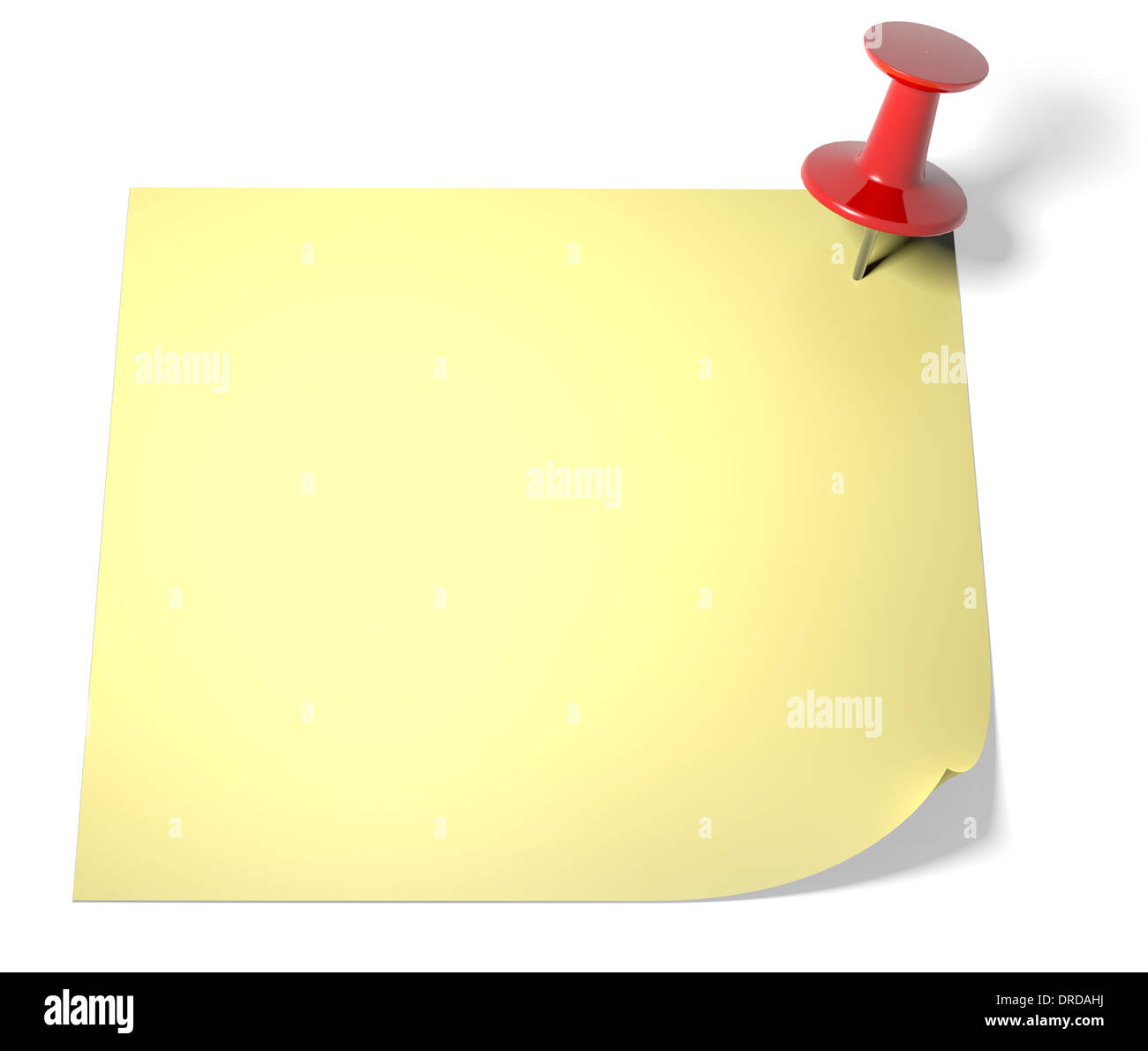 Yellow sticky note and push pin on white with clipping path Stock Photo ...