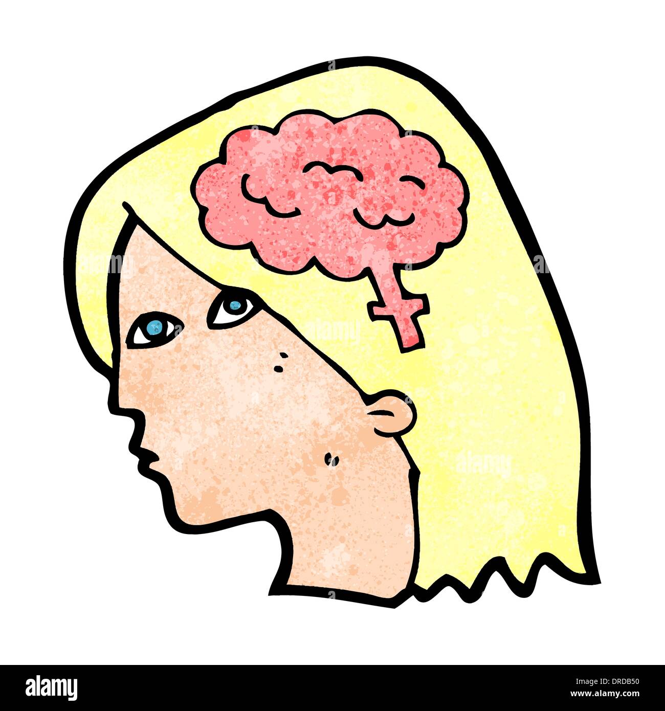 cartoon female head with brain symbol Stock Vector Image & Art - Alamy