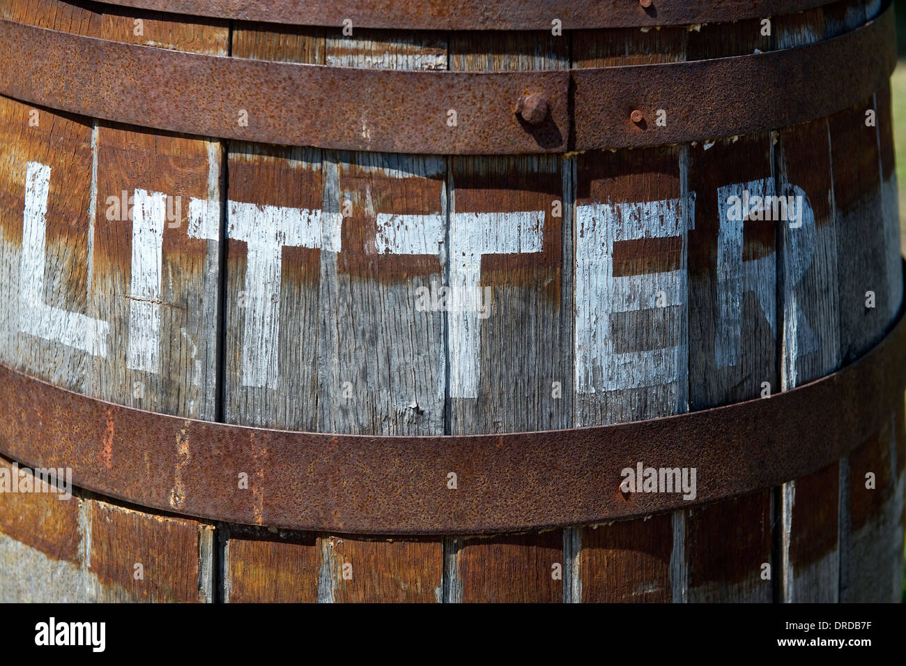 Litter in old oak barrel Beamish Open-Air Museum, County Durham ...