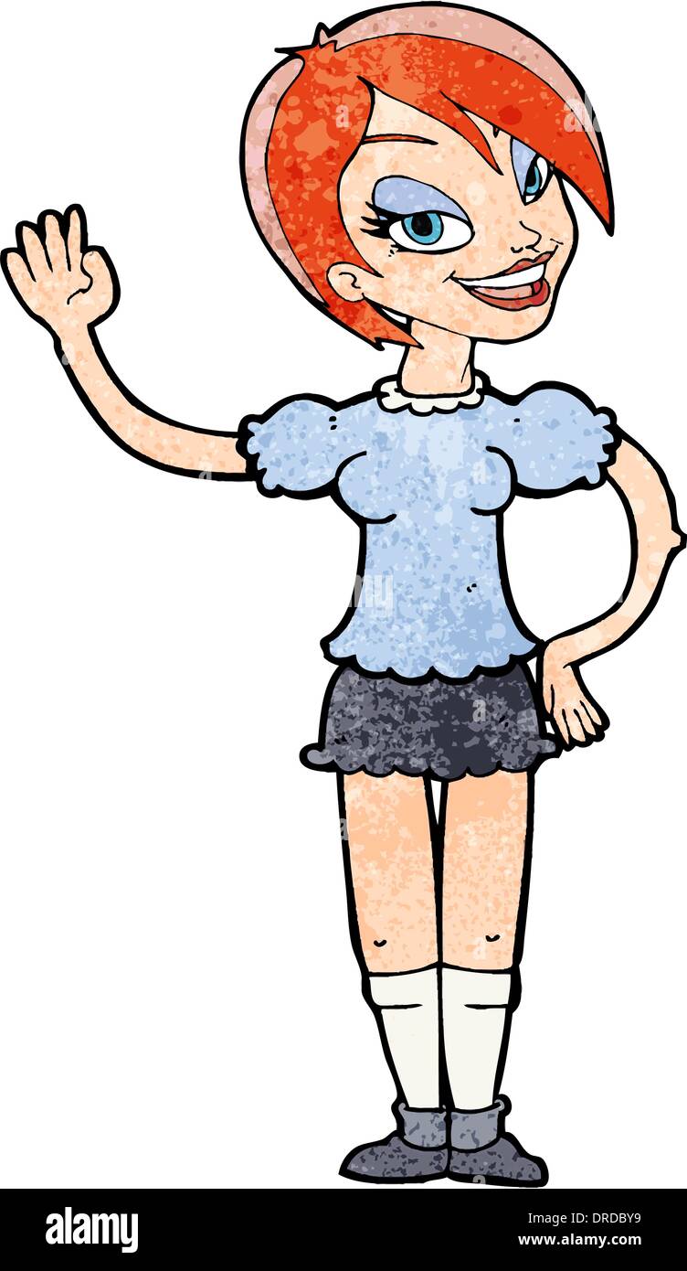 cartoon waving woman Stock Vector Image & Art - Alamy