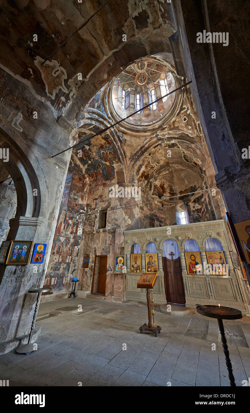 interior shot with wall paintings in orthodox Pitareti Monastery ...