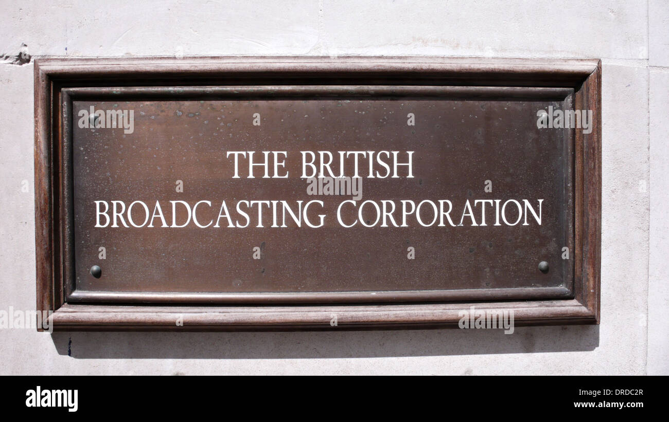 BBC sign outside Broadcasting House, Portland Place, London Stock Photo ...