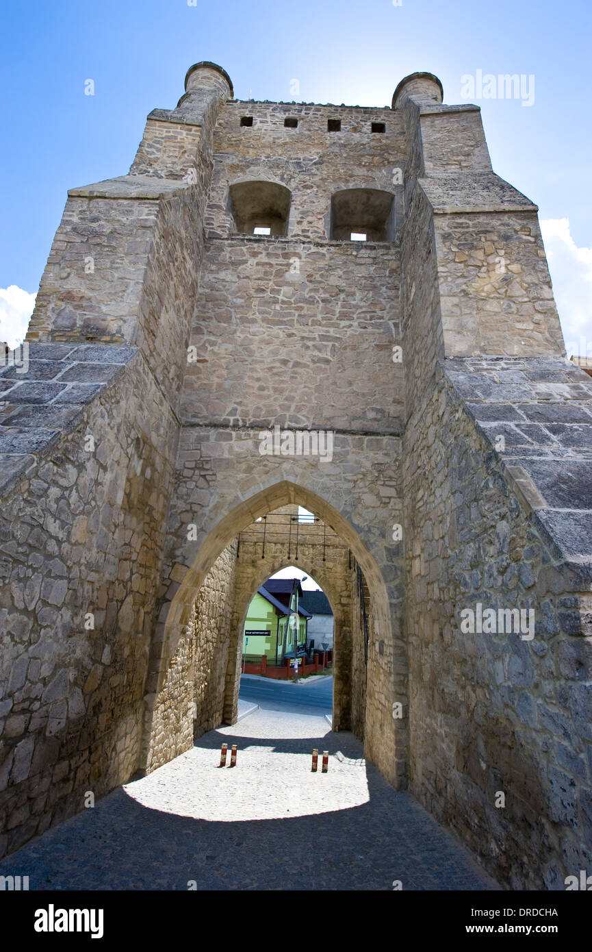 The old gate of the medieval walled castle in Szydlow, Swietokrzyskie ...