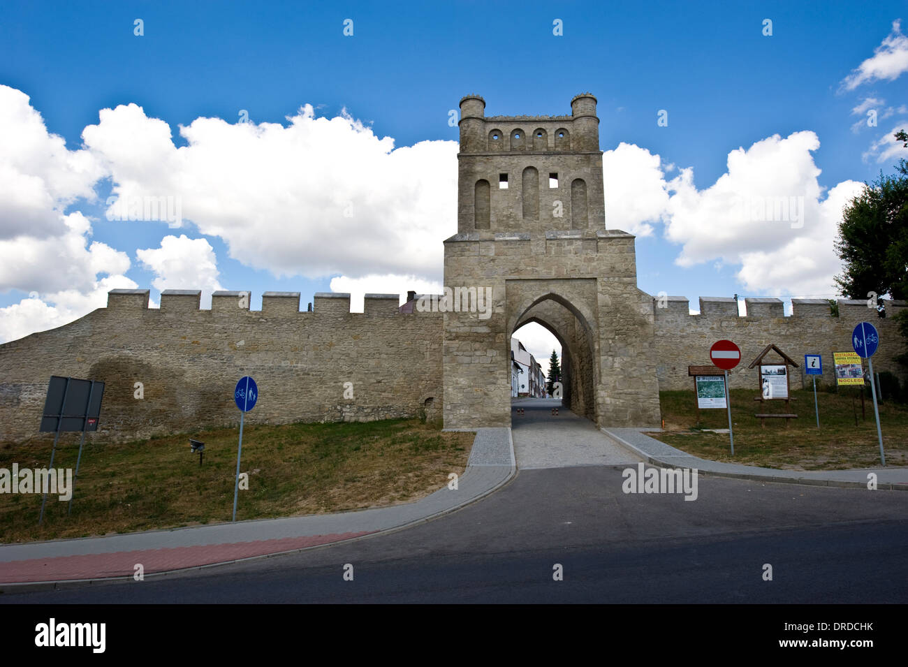 The old gate of the medieval walled castle in Szydlow, Swietokrzyskie ...