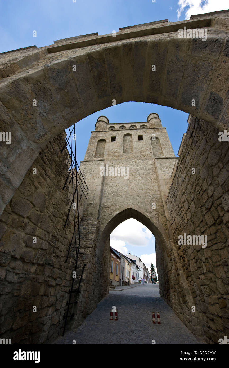 The old gate of the medieval walled castle in Szydlow, Swietokrzyskie ...