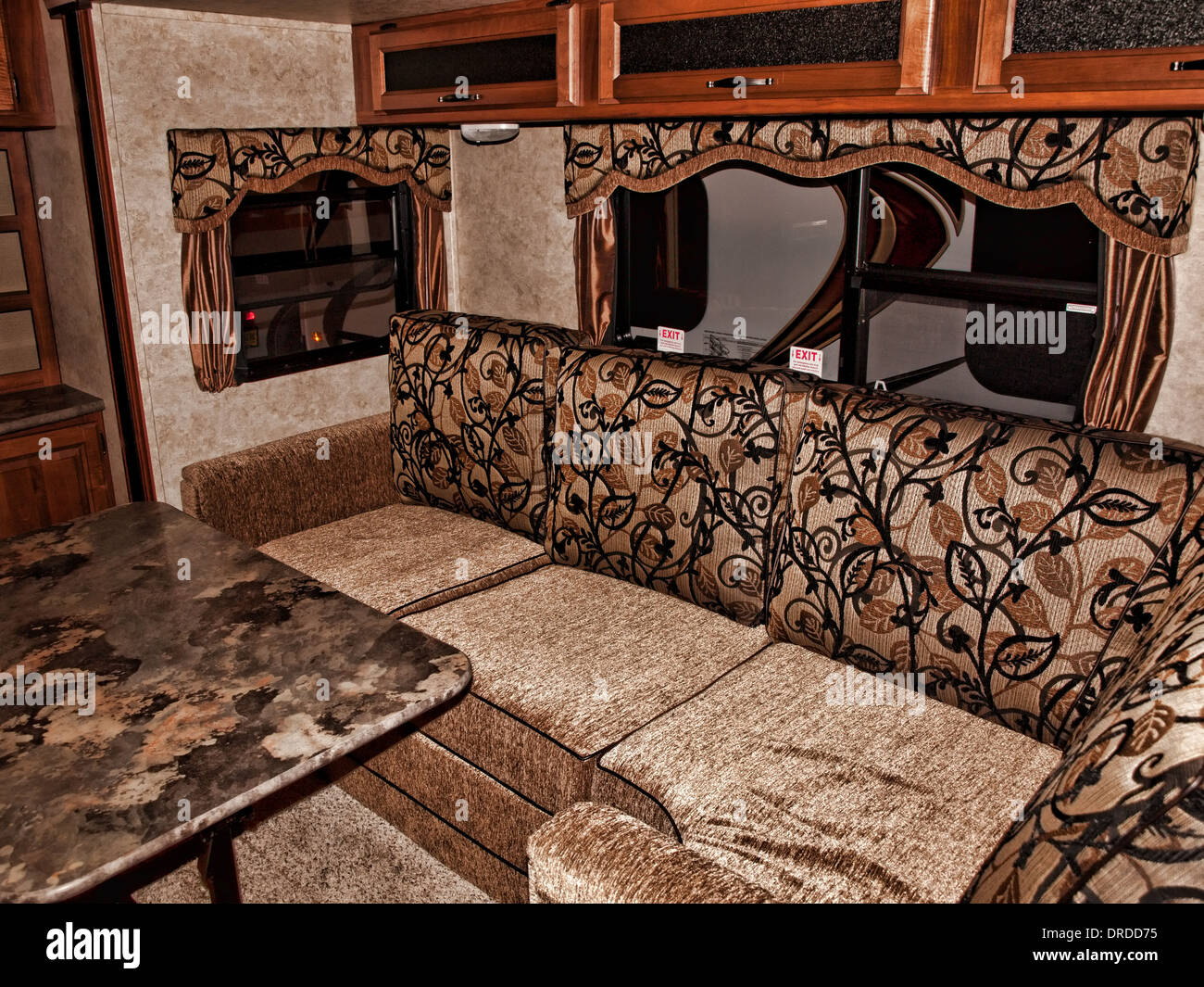recreational vehicle interior, sitting and dining area Stock Photo - Alamy