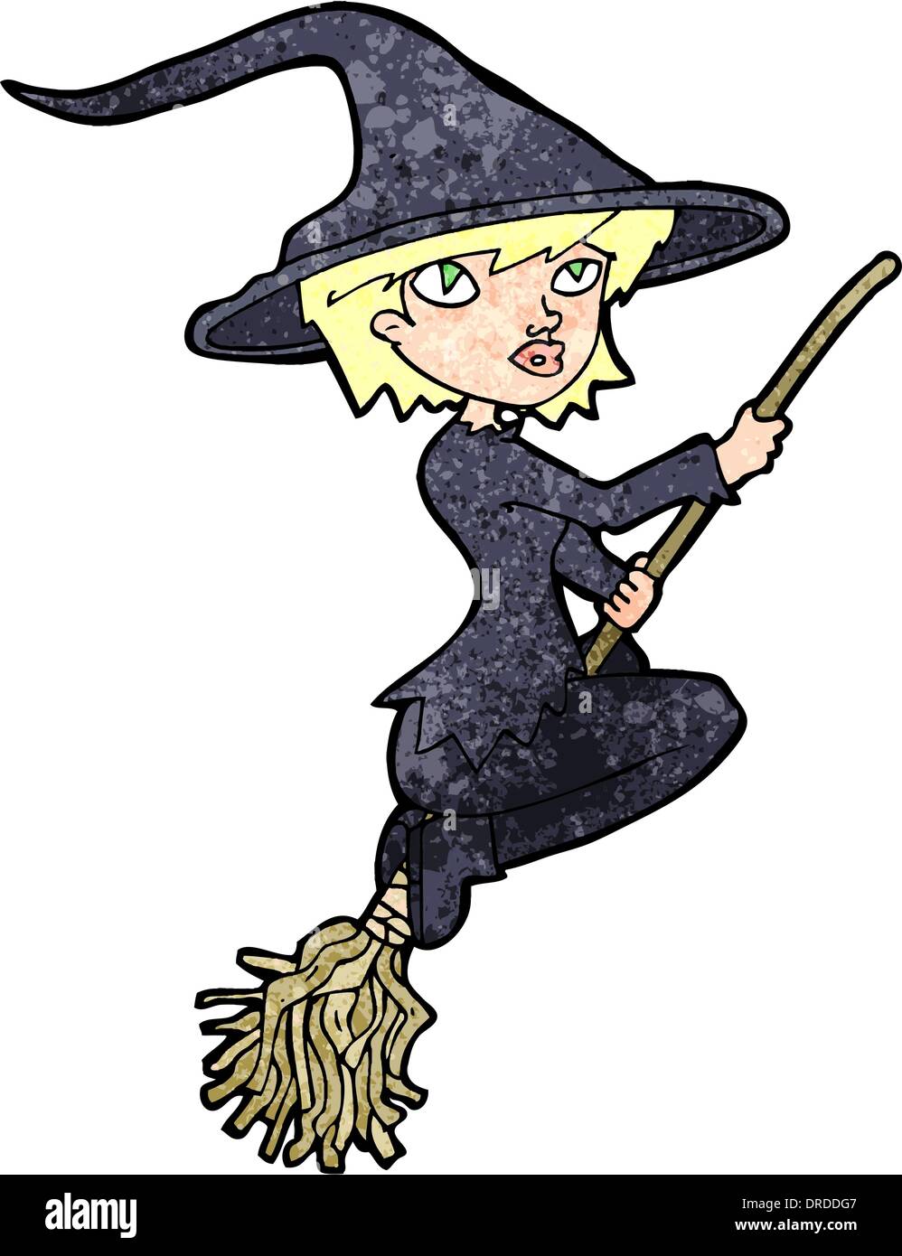 Cartoon Witch Riding Broomstick Stock Photos & Cartoon Witch Riding ...